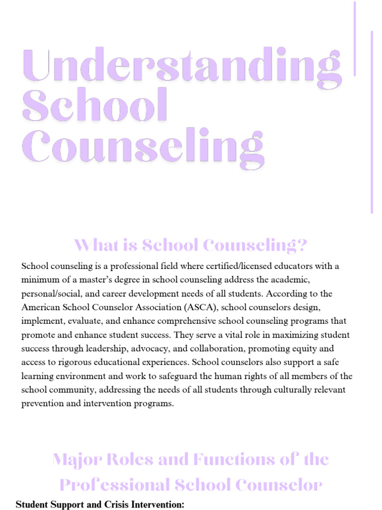 UNDERSTANDING SCHOOL COUNSELING | PDF | School Counselor | Behavior ...