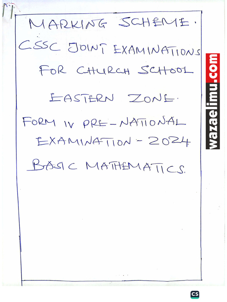 Cssc Maths Marking Scheme | PDF