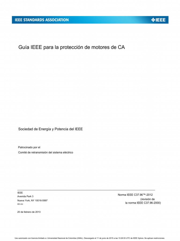 Ieee STD c37962012 Ieee Guide For Ac Motor Protection 2 PDF Free | PDF | Instituto de Ingenieros ...