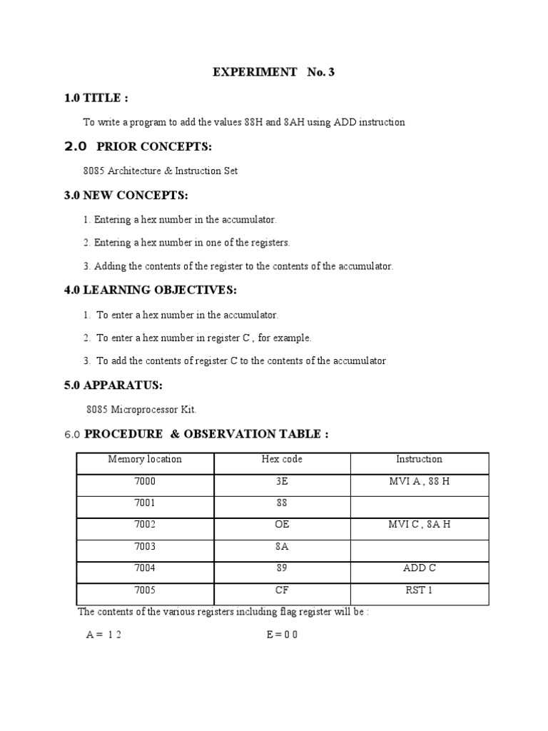 Microprocessor & Micro Controller Expt No.3 | PDF