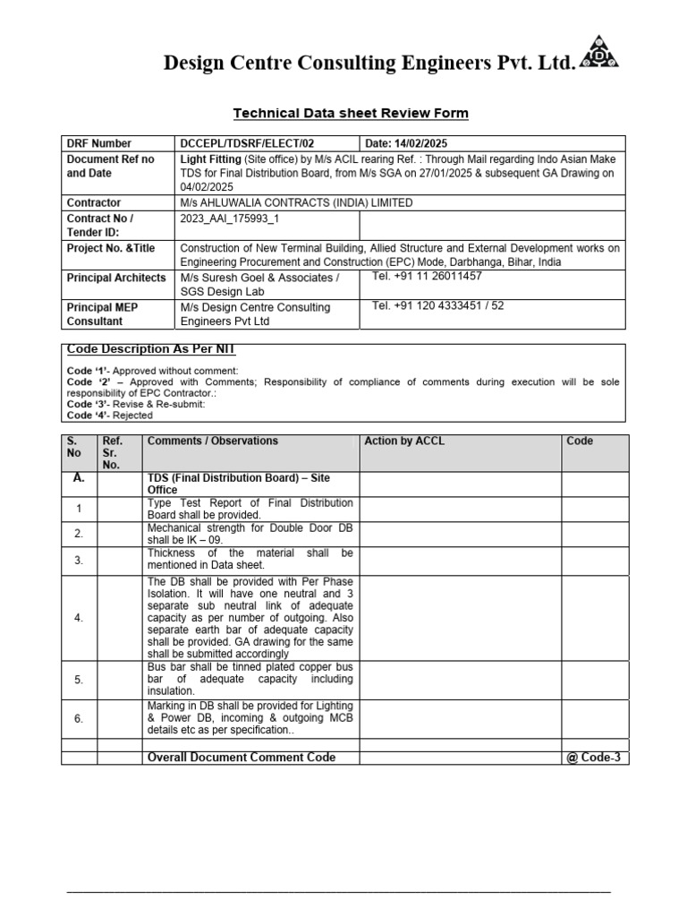 20250214-DCCE-ELECT-TDSRF-02 - Final Distribution Board (Site Office) | PDF
