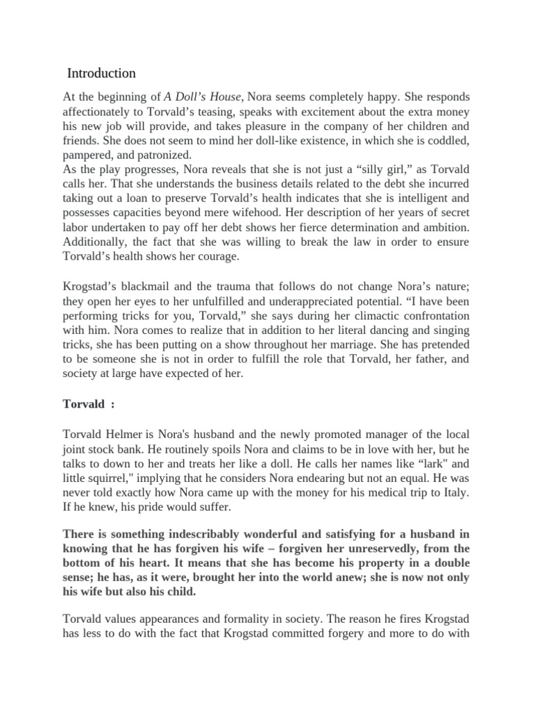 Character Analysis Doll House | PDF | A Doll's House