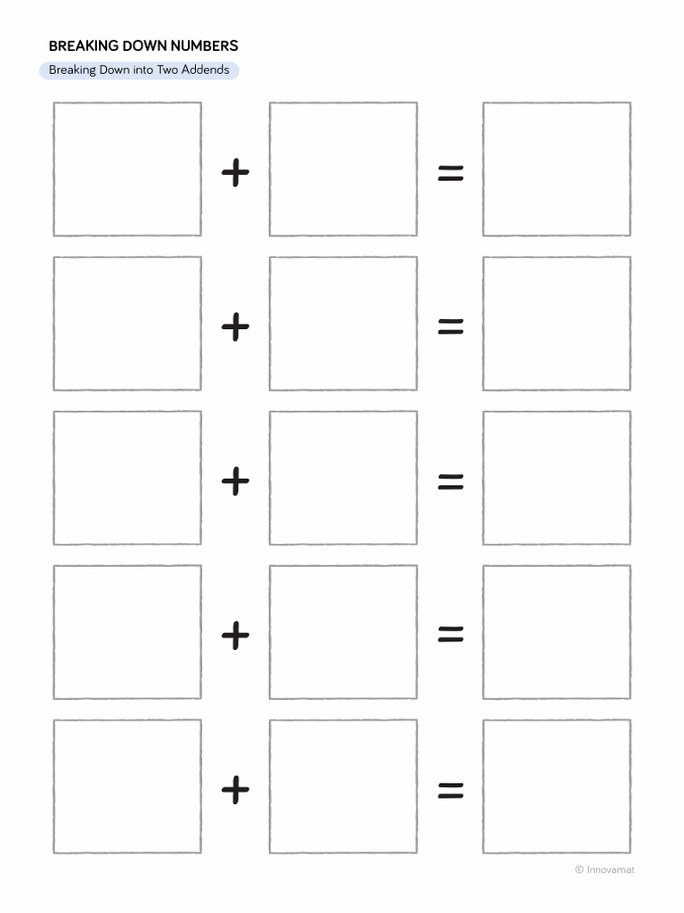 Breaking Down Numbers into Addends | PDF