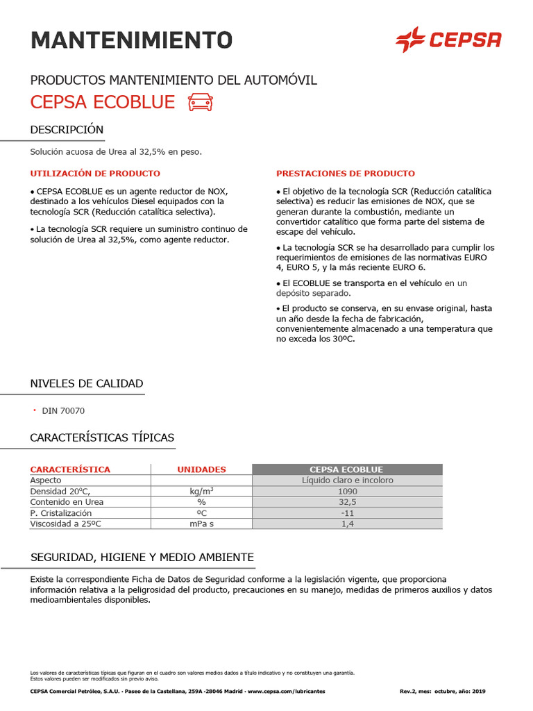 CEPSA ECOBLUE: Reductor NOX para Diesel | PDF