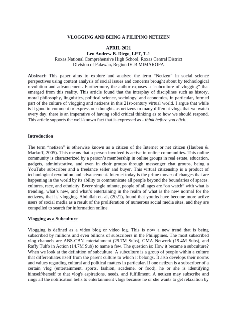 Exploring Vlogging and Filipino Netizens | PDF | Social Sciences | Science