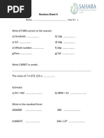 Grade 8 Indices and Standard Form Worksheet | PDF