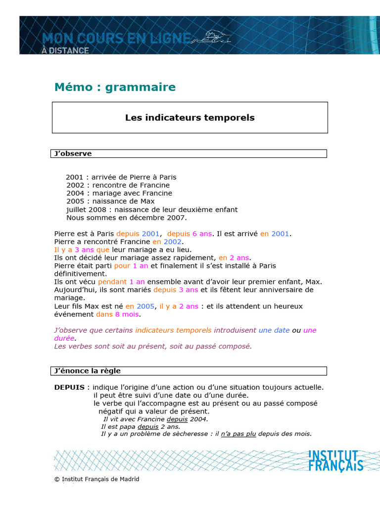 Indicateurs temporels en grammaire | PDF | Linguistique