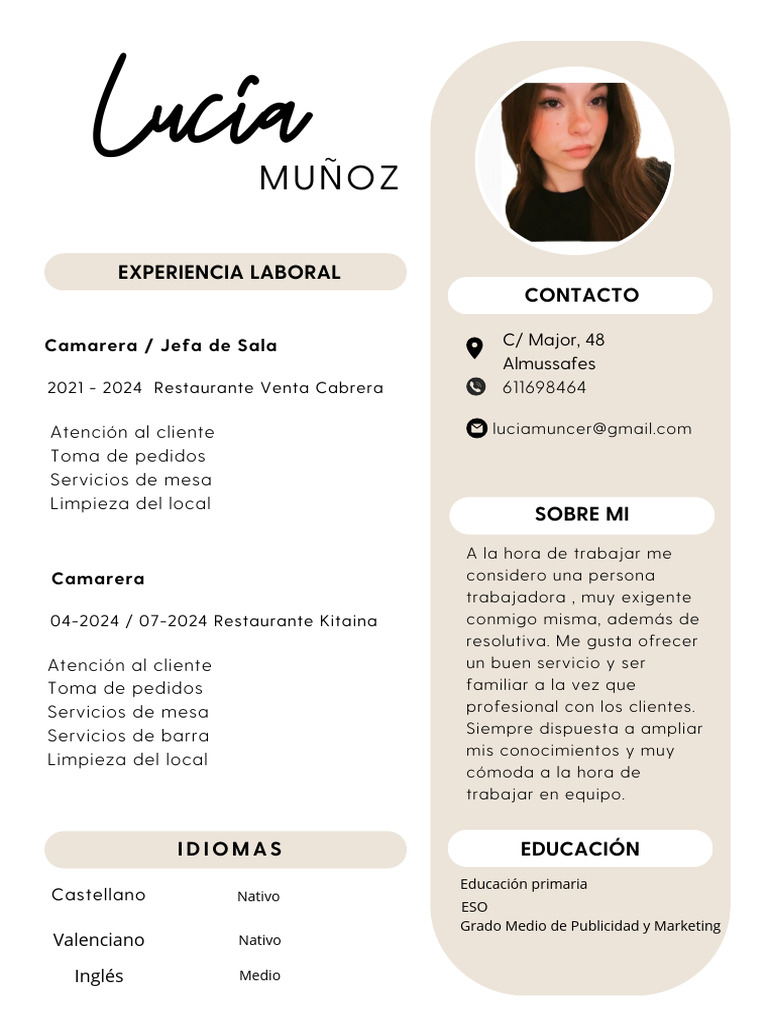 Curriculum Vitae CV Profesional Beige | PDF