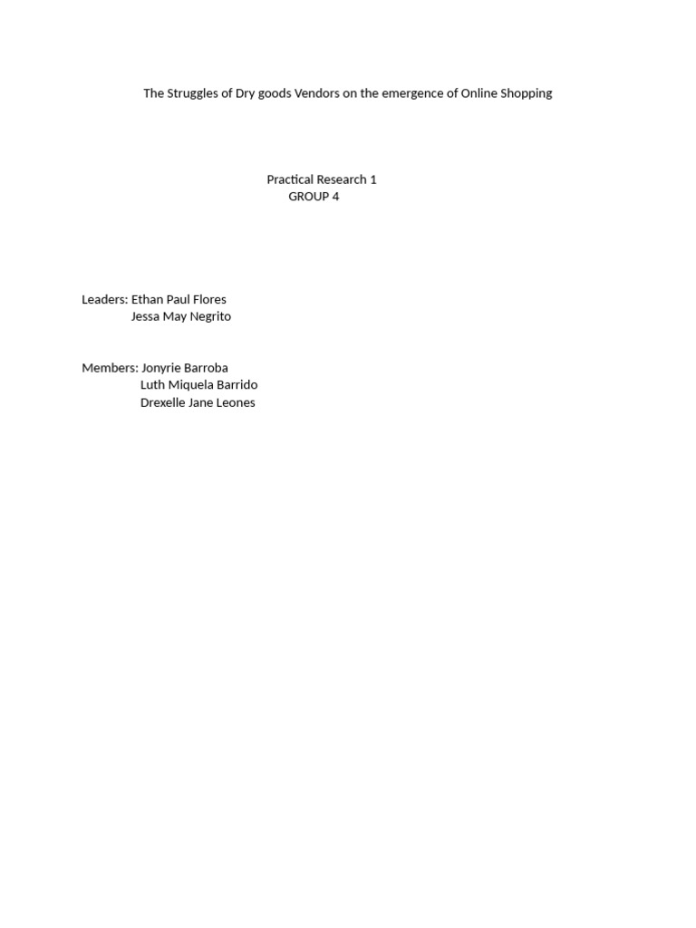 Challenges for Dry Goods Vendors Online | PDF