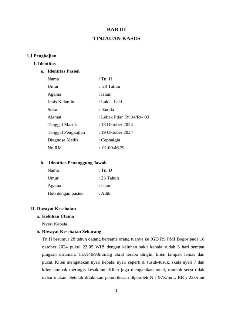 askep Cephalgia | PDF
