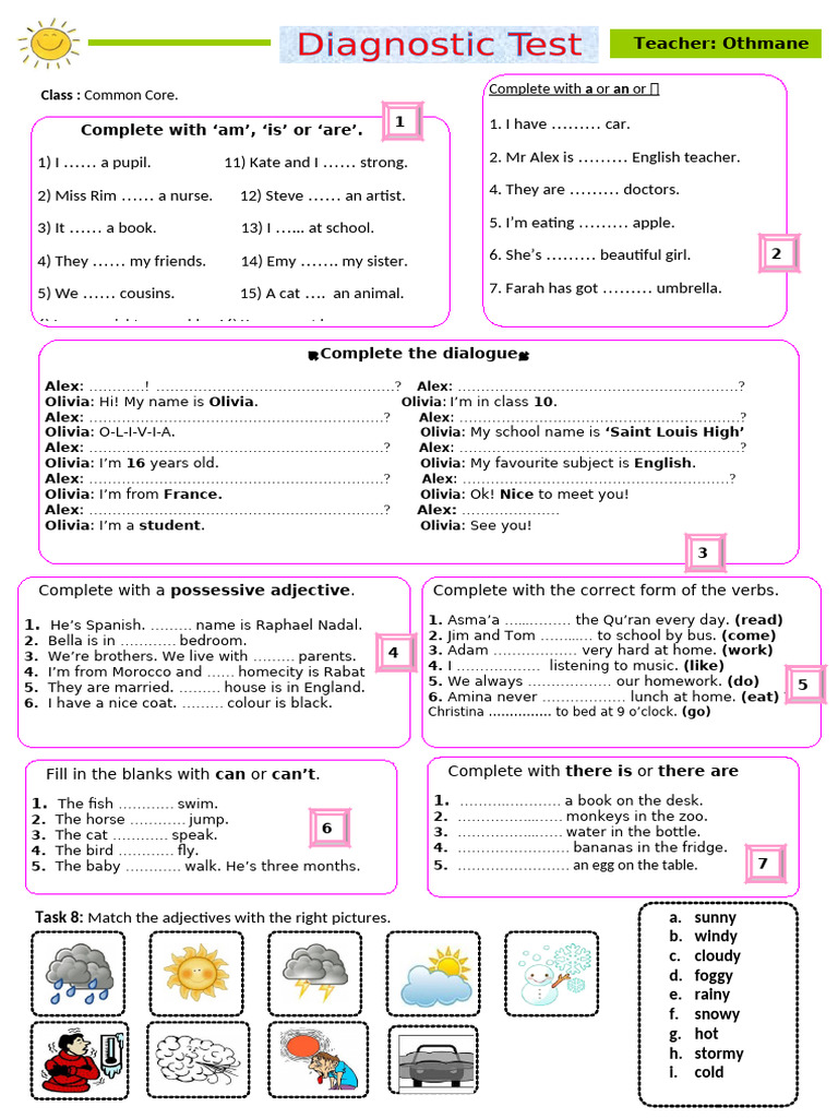 Common Core Adjective and Verb Exercises | PDF | Linguistic Typology ...