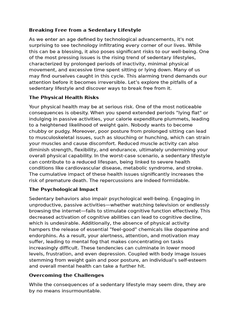 Q8 Polished Writing | PDF | Sedentary Lifestyle | Psychology