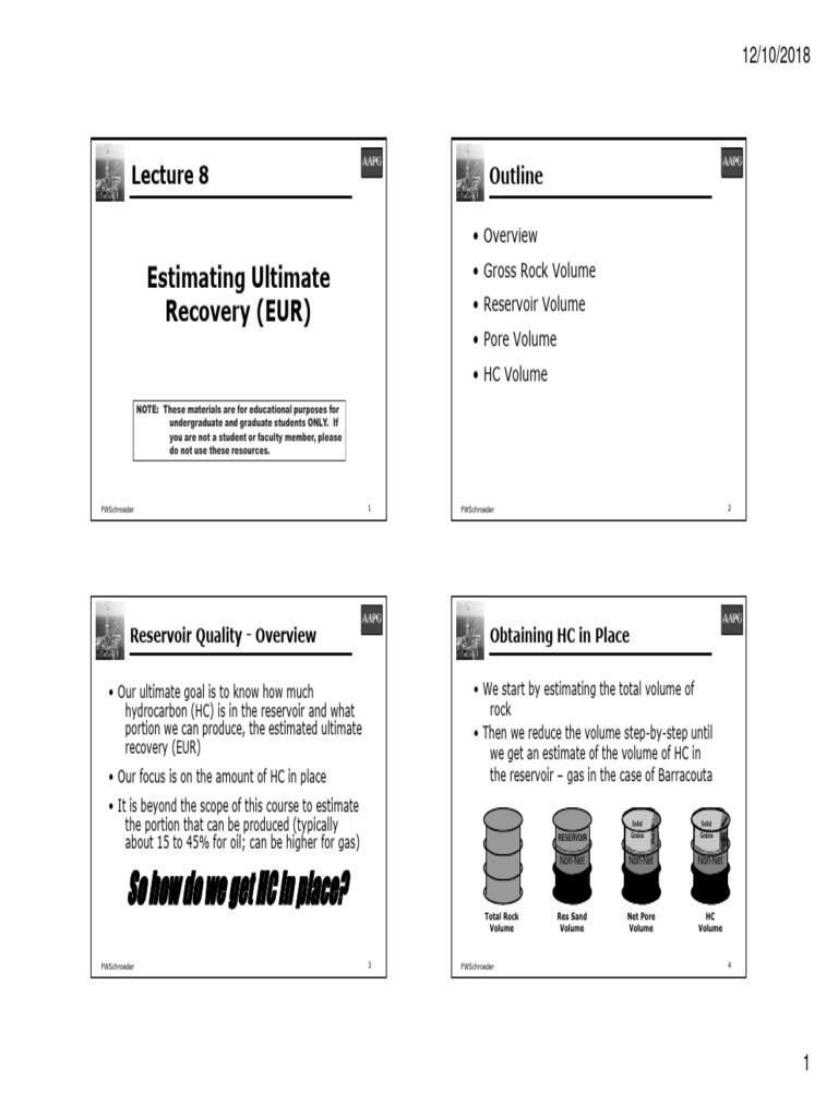 Estimating Ultimate Recovery Guide | PDF | Petroleum Reservoir | Porosity
