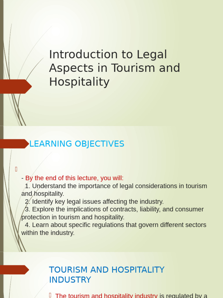 Legal Considerations in Tourism & Hospitality | PDF | Employment ...