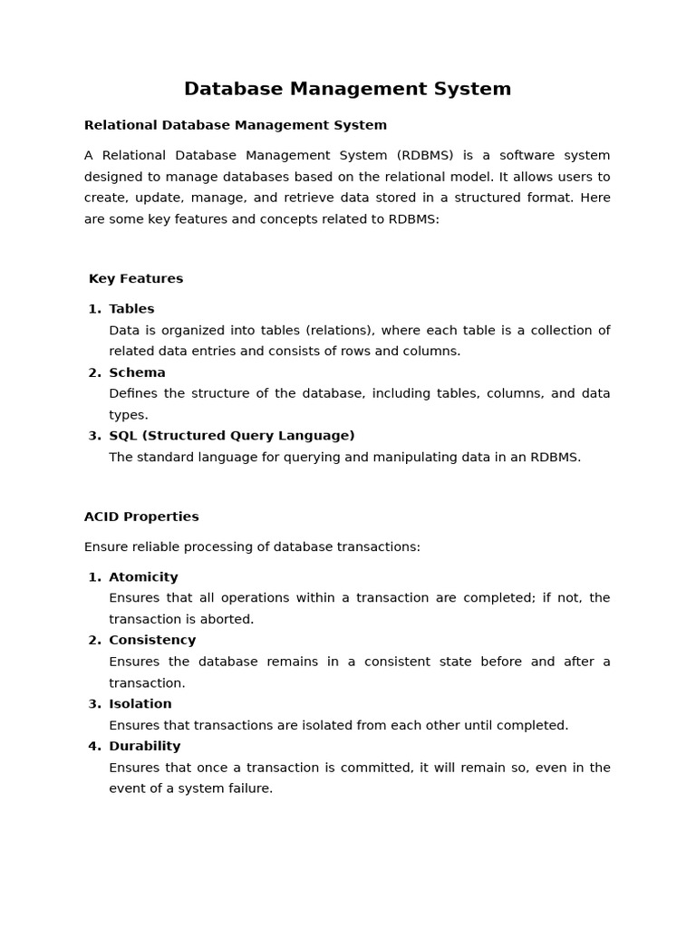 Relational Database Management System | PDF | Relational Database | Databases