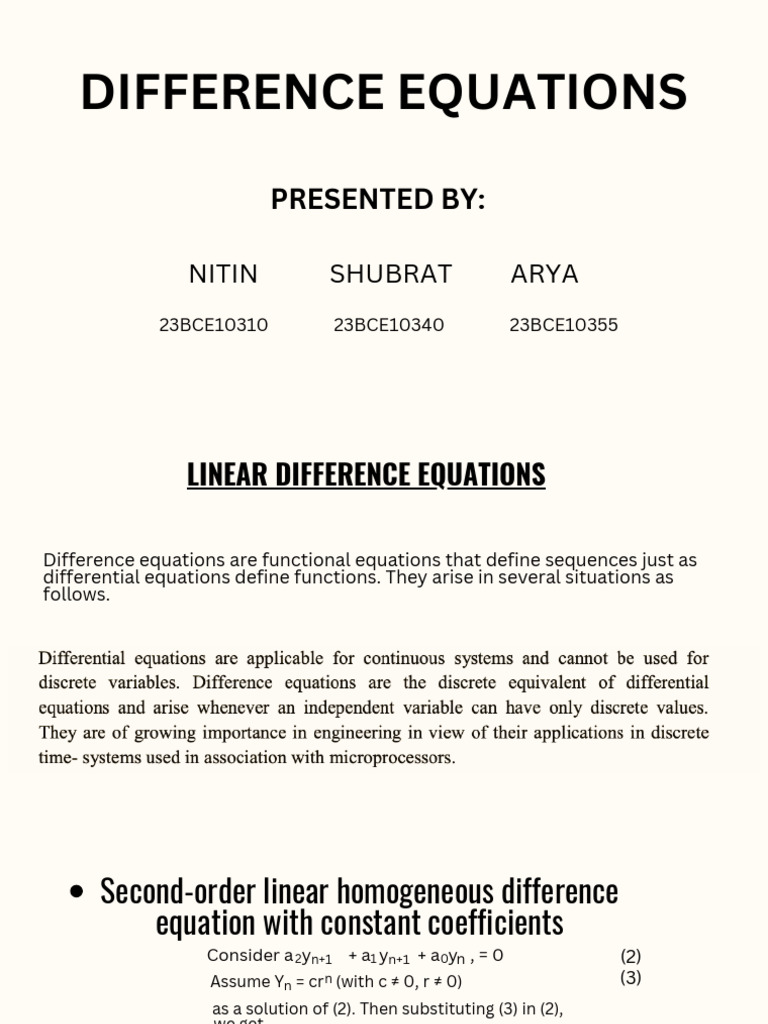 Linear Difference Equations-1 | PDF | Recurrence Relation ...