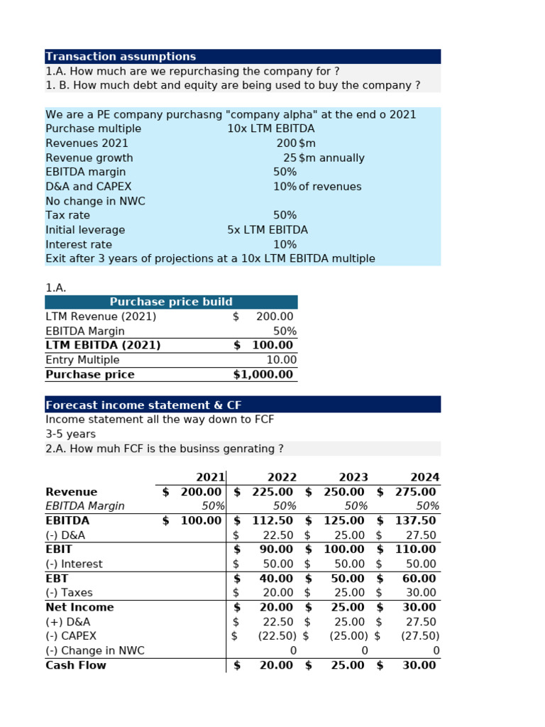 Lbo DCF | PDF | Discounted Cash Flow | Financial Economics