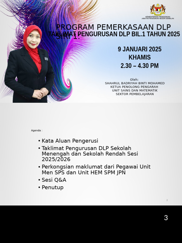 Slide Bahan Taklimat Pengurusan DLP Bil 2025 | PDF