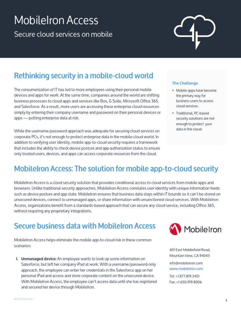 MobileIron Access: Secure Cloud Solutions | PDF | Mobile App | Cloud ...