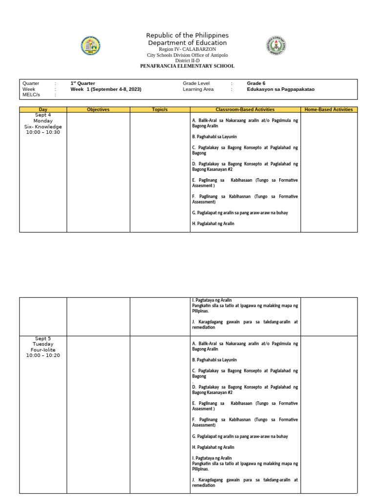 WLP Week 1 EsP | PDF