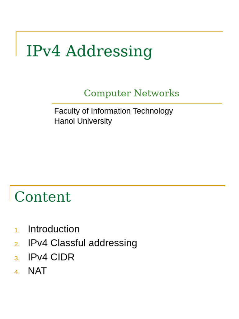 CNE Lec4 Network Layer - IP - Addressing Updated | PDF | Ip Address | Computer Networking