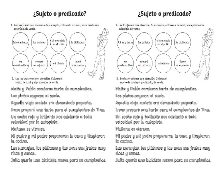 ACTIVIDAD SUJETO Y PREDICADO COLOREAR | PDF