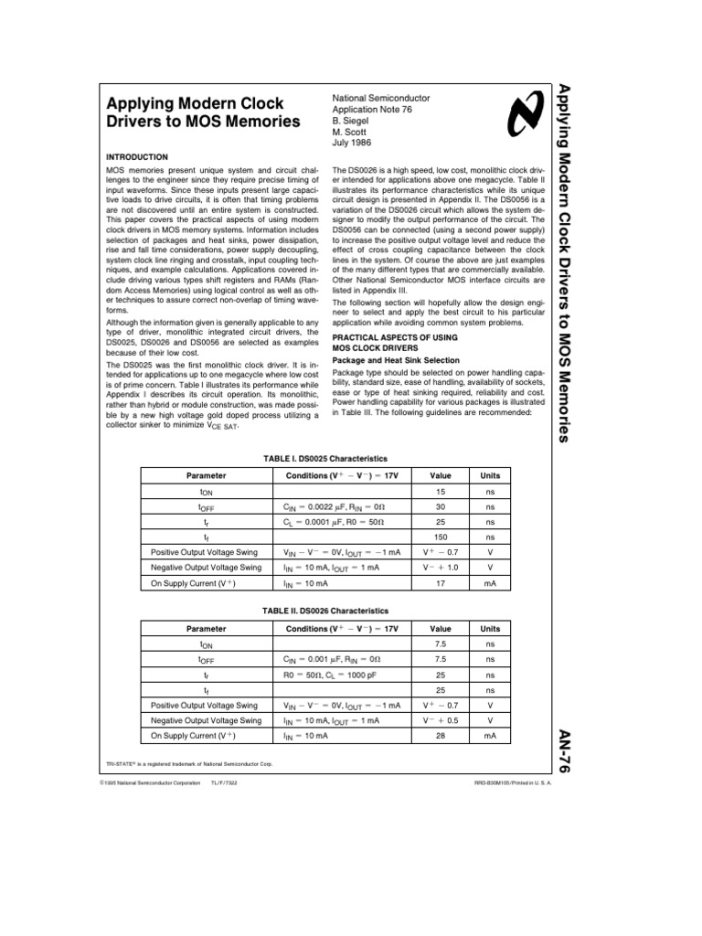Applying modern clock drivers - AN-76 | PDF | Mosfet | Logic Gate