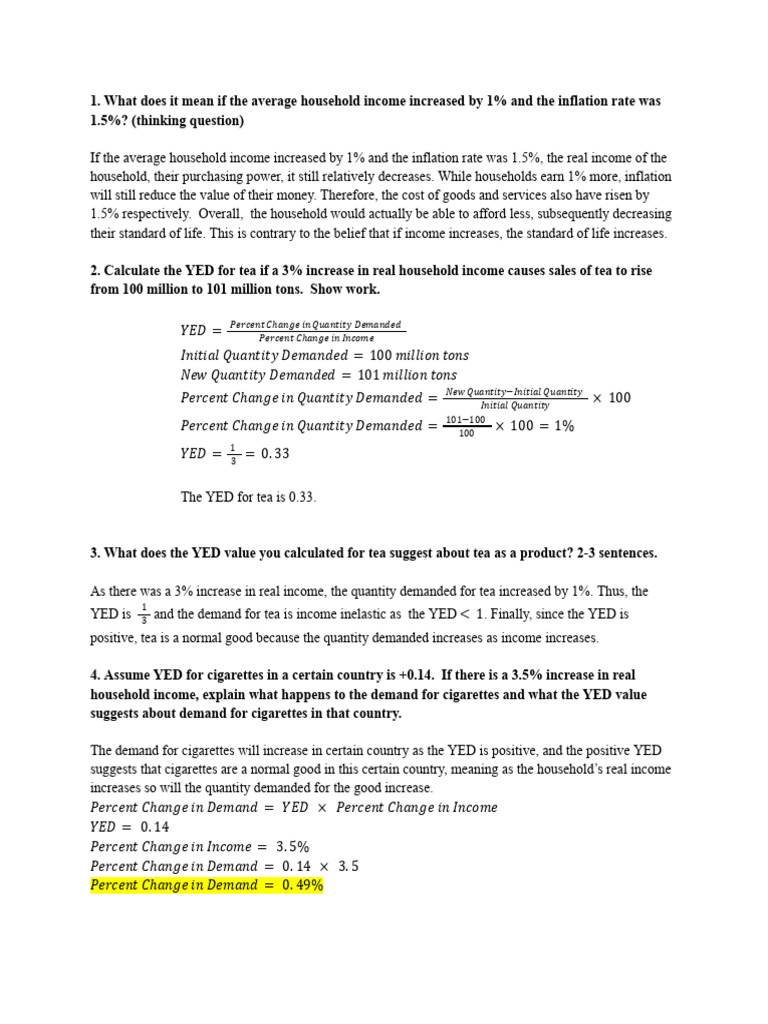 Income Impact on Demand and YED Analysis | PDF | Elasticity (Economics ...