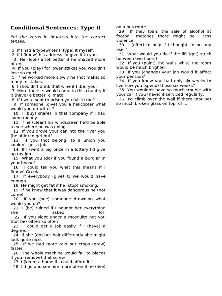 Conditional Sentences Type II | PDF