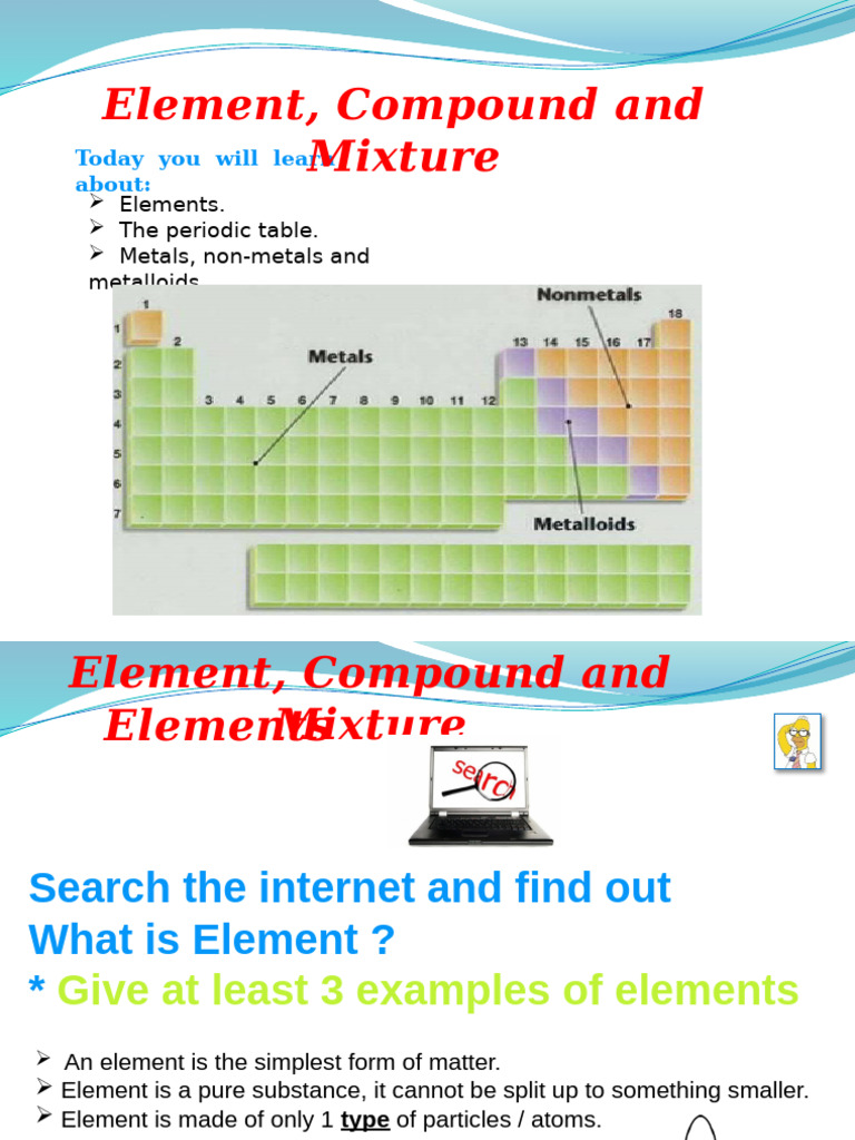G7 U1 L1 Element Compound Mixture | PDF | Chemical Elements | Metals