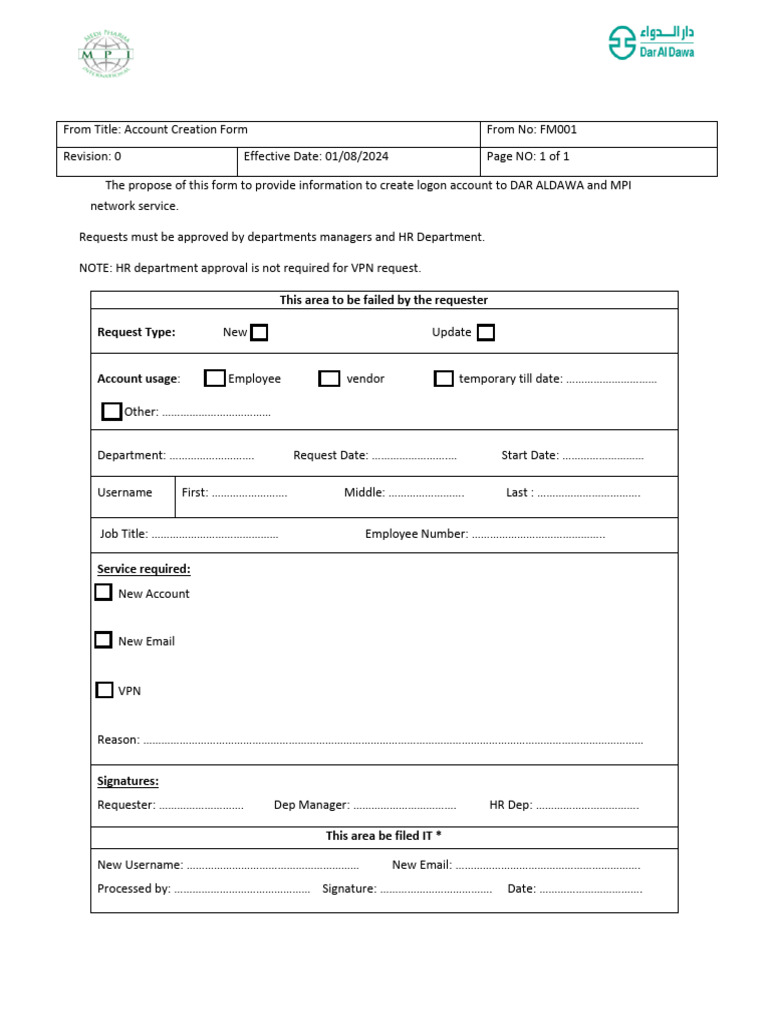 DAD and MPI Account Creation. | PDF