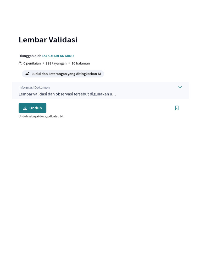 Lembar Validasi | PDF | Karier & Perkembangan | PDF