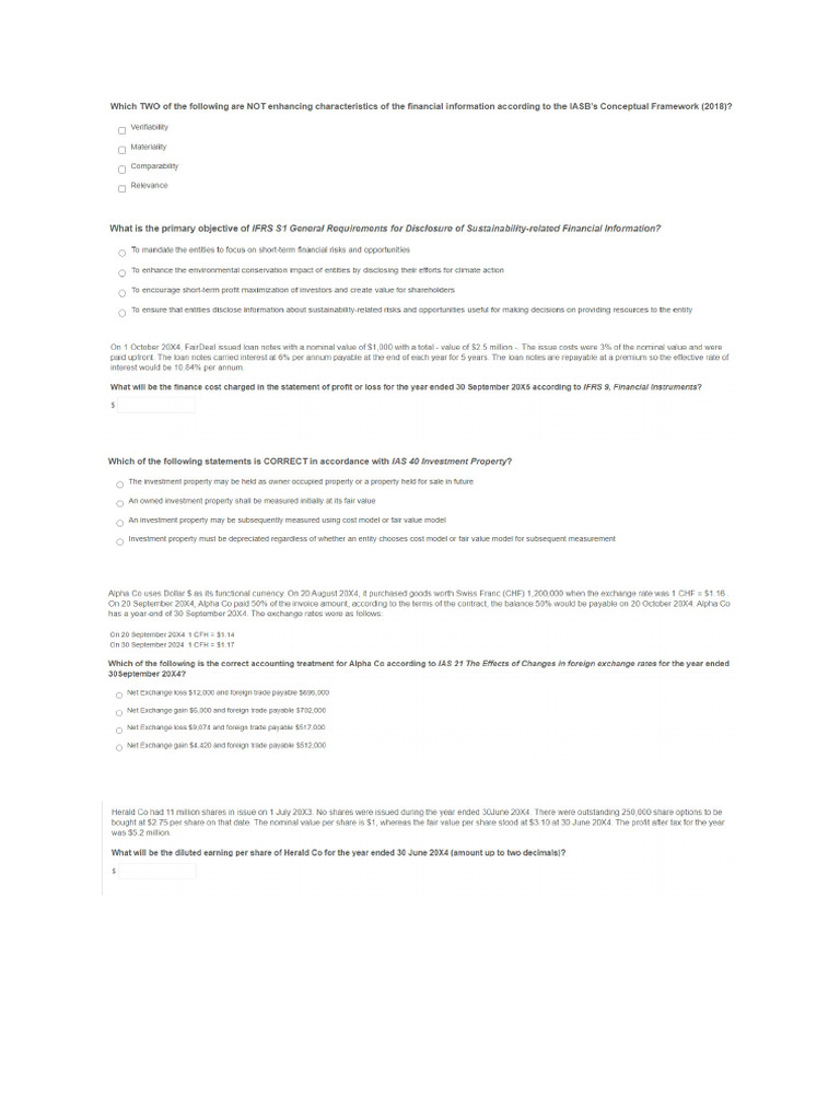 ACCA FR Pre-Mock Exam March 2025 | PDF