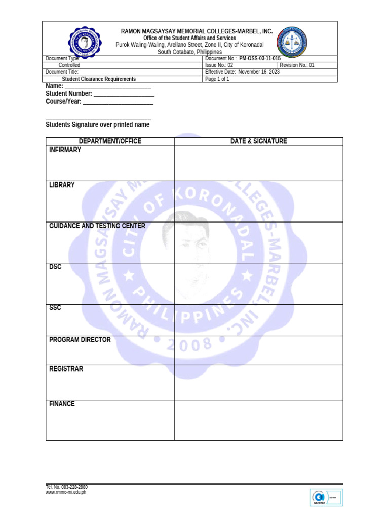 Student Clearance | PDF