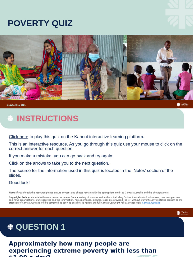 Caritas Poverty Quiz Secondary | PDF | Water | Malnutrition