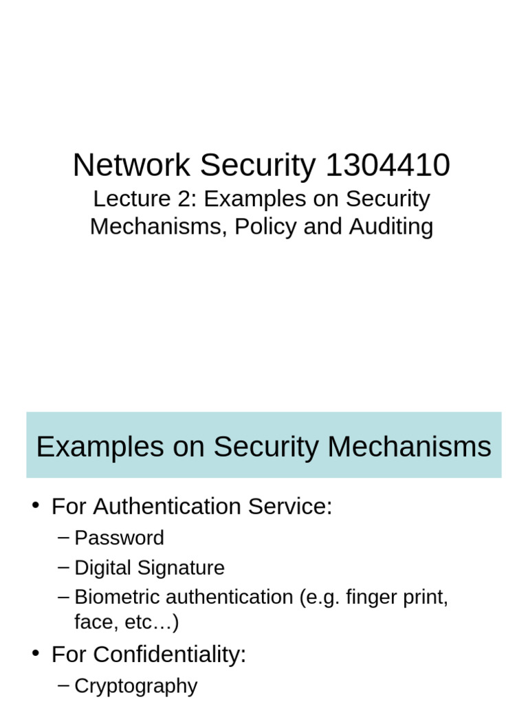 Examples of Security Mechanisms | PDF | Password | Authentication