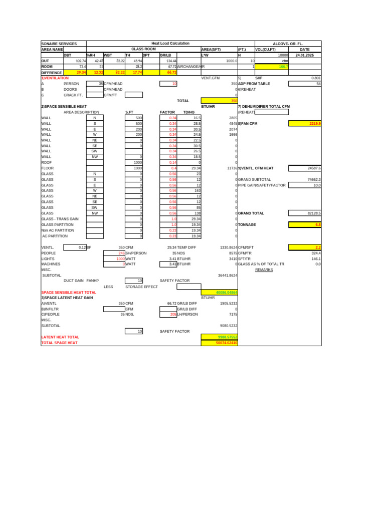 1.heat Load Calculation Sheet | PDF | Building | Sustainable Design