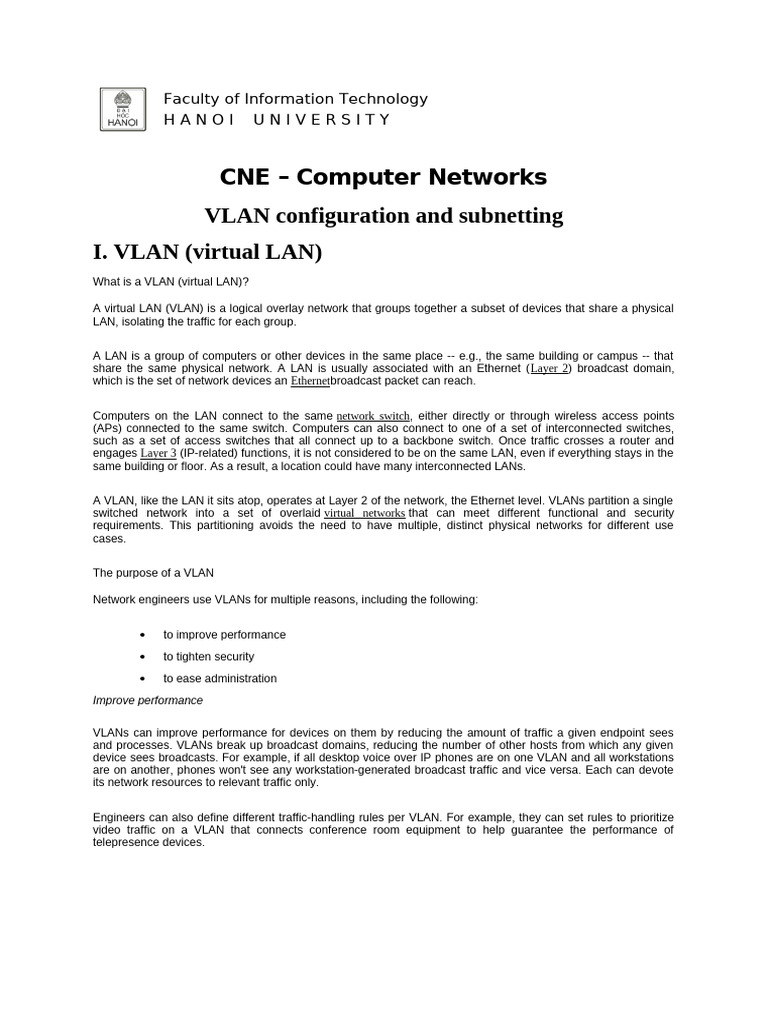 CNE Tutorial 13 - VLAN and Subnetting updated | PDF | Computer Network ... CNE Tutorial 13 - VLAN and Subnetting updated | PDF | Computer Network ...