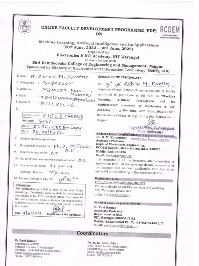 FDP Registration Form | PDF