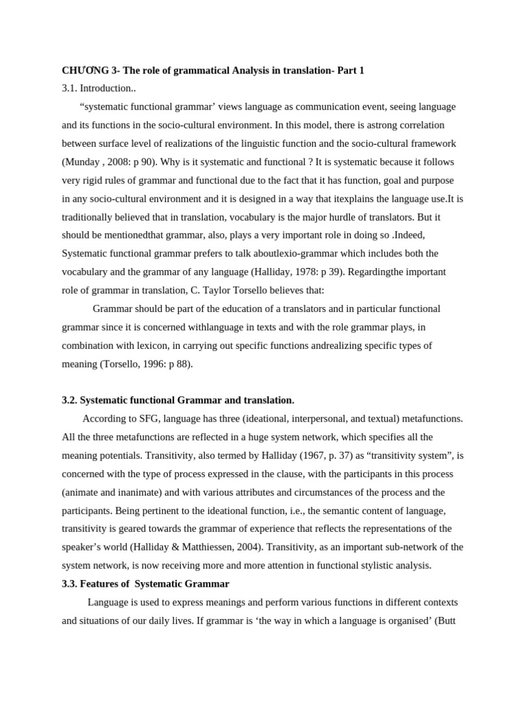 CHƯƠNG 3- The role of grammatical Analysis in translation- Part 1 | PDF ...