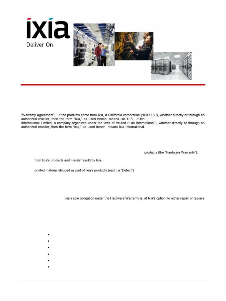 Ixia Limited Warranty & Support Agreement | PDF | Legal Liability | Damages