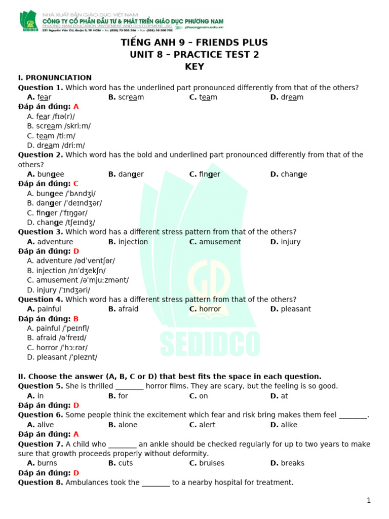 English 9 Unit 8 Practice Test Answers | PDF