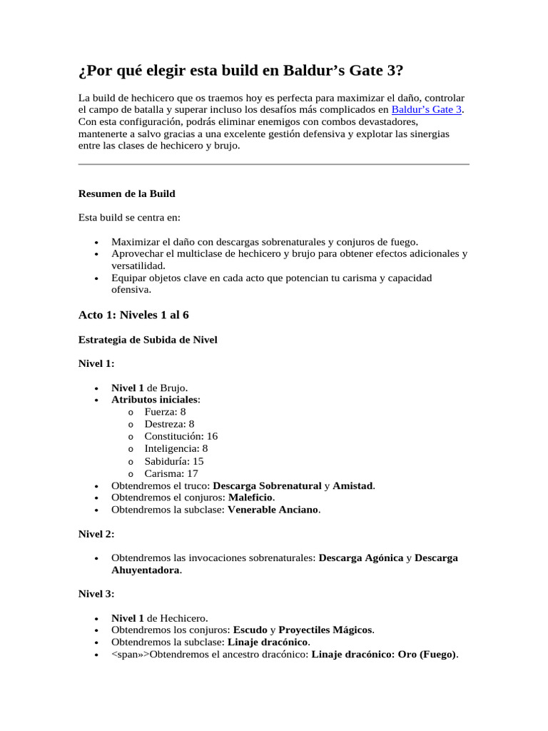 Baldur's Gate 3 - Hechicero | PDF