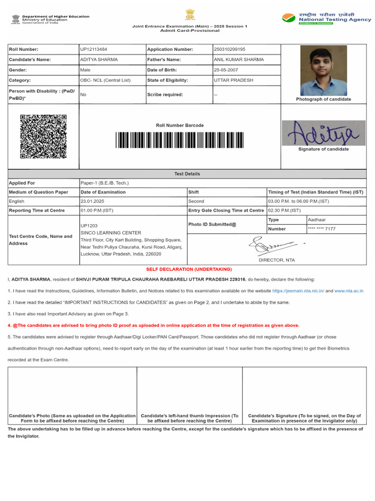 AdmitCard 250310299195 | PDF