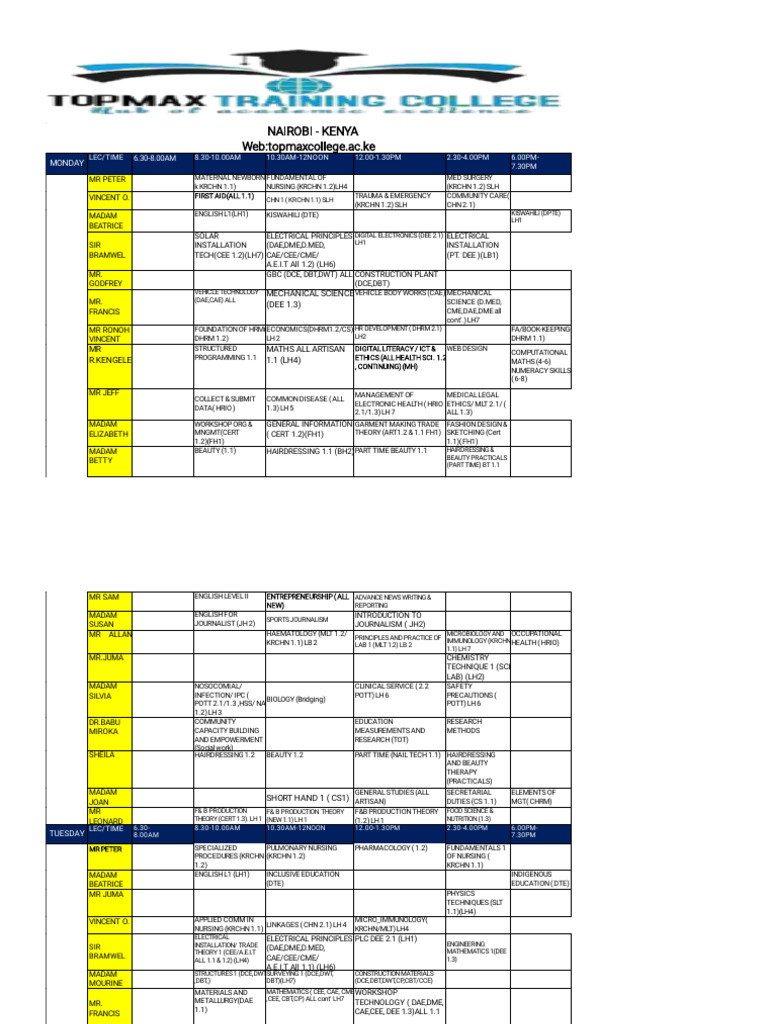 JAN - APR Draft 5 - TIMETABLE | PDF | Science