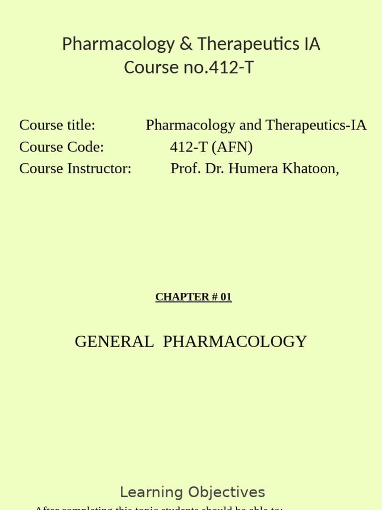 Chap 1 - Lecture 7-12-Pharmacokinetics | PDF | Drug Metabolism ...