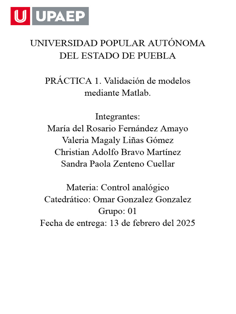 Practica 1. Validación de Modelos Mediante Matlab. | PDF | Red eléctrica | Oscilación