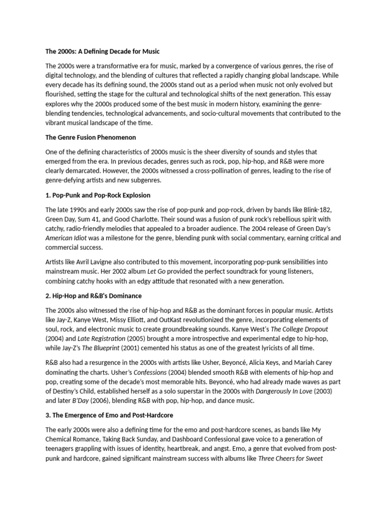 English 15 - Why The 2000s Had The Best Music | PDF | Contemporary R&B ...