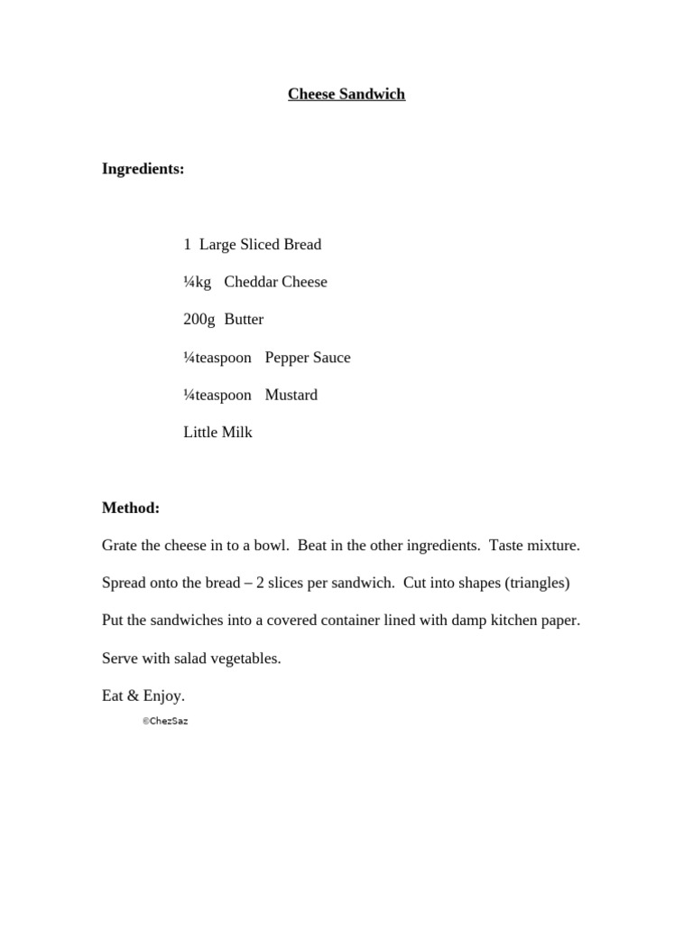 Cheese Sandwich | PDF