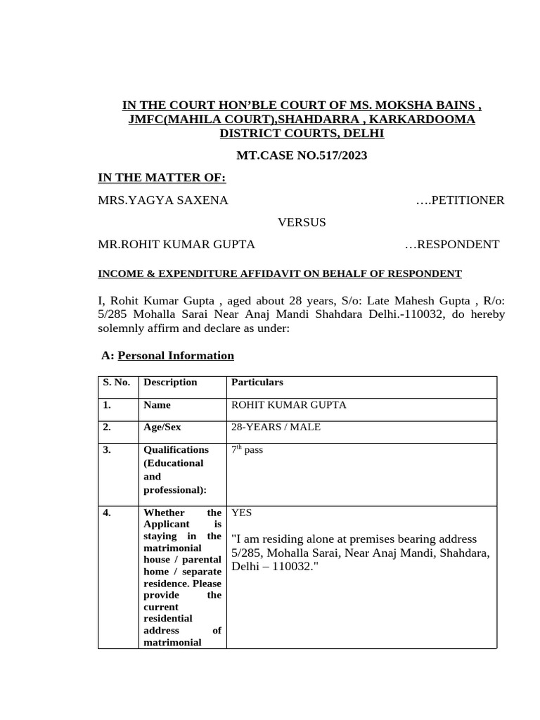 income affidavit of Rohit Gupta | PDF | Expense | Partnership income affidavit of Rohit Gupta | PDF | Expense | Partnership